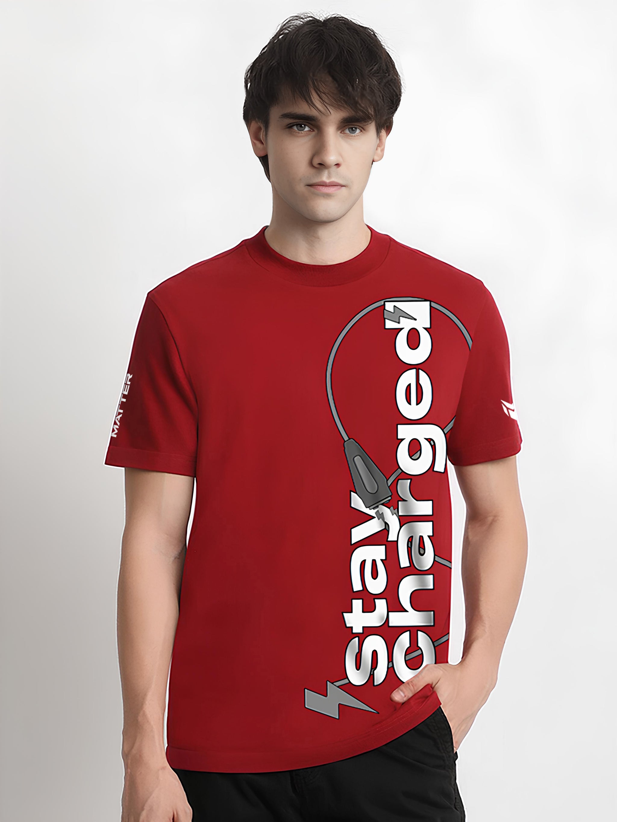 Stay Charged T-shirt (Red) – Matter Lifestyle